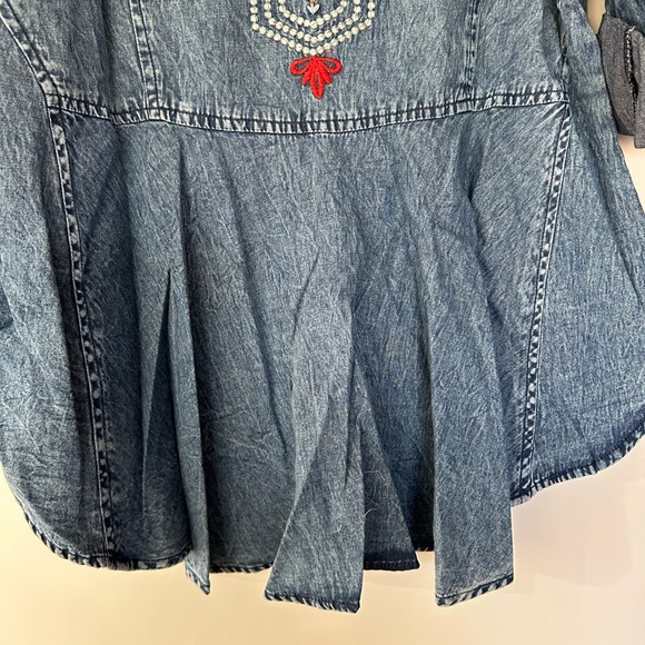 Nostalgia | Tops | Nostalgia Nwt Embroidered Denim Shirt | Poshmark